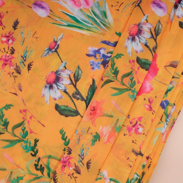 Yellow Floral Fabric - Etsy