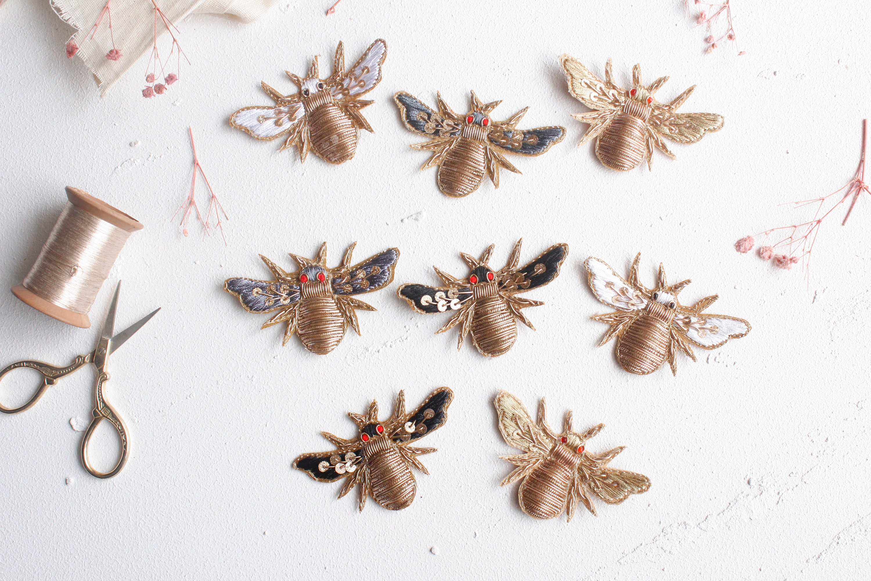 Embroidered Bee Patches Zardozi Appliques Embroidery - Etsy