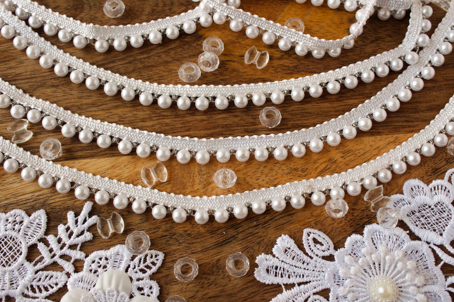 5 Yards of White Pearl Trim Elegant White Beaded Trim Pearl - Etsy