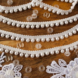 5 Yards of White Pearl Trim, Elegant White Beaded Trim, Pearl Lace ...
