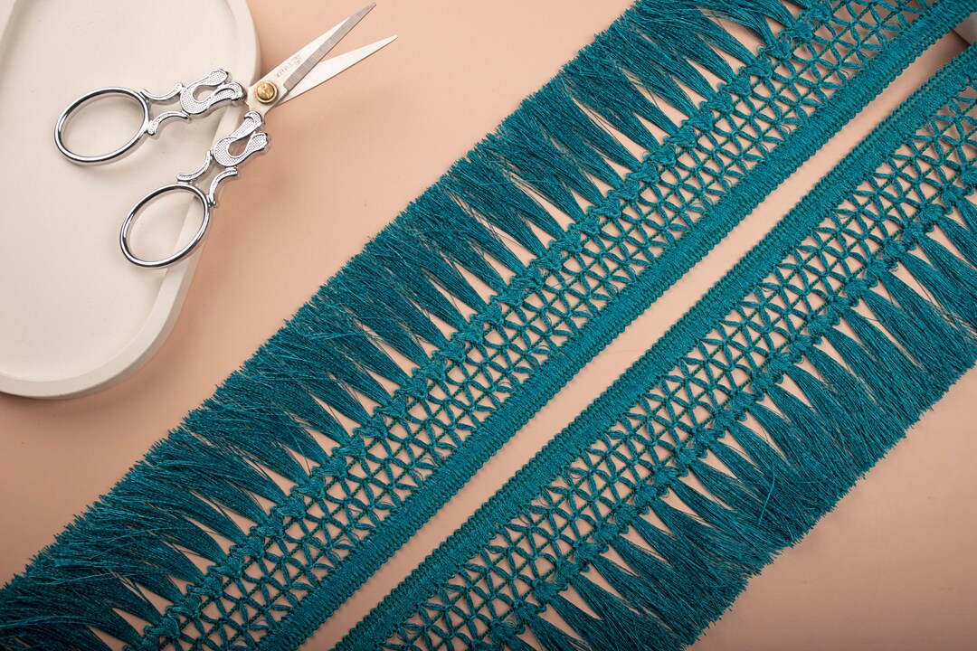 9 Yards- Teal Green Fringe, Tassel Trim, Indian Trim, Decor Trim ...