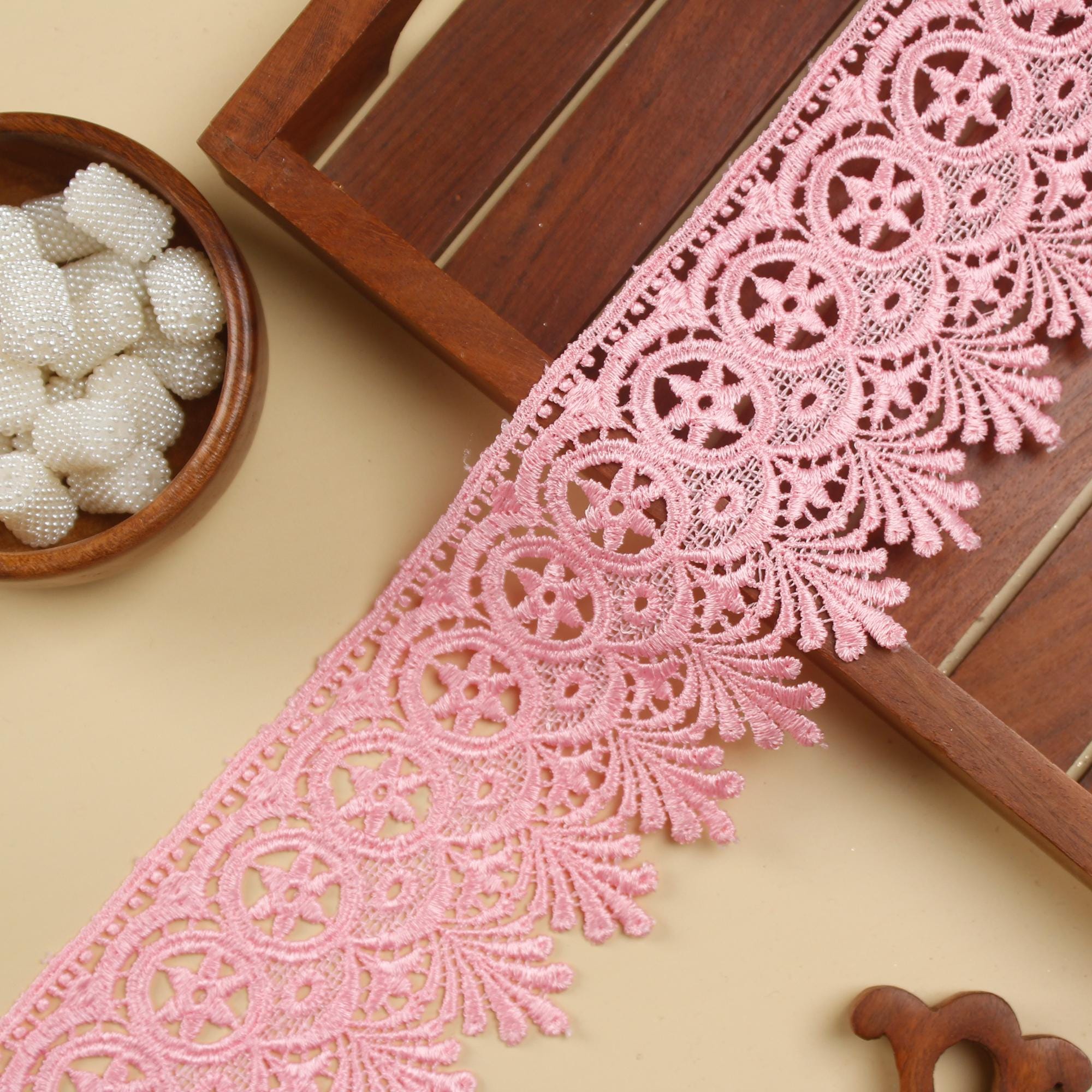 Pink lace ribbon store