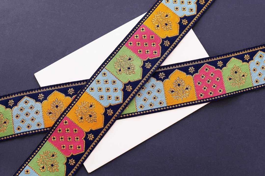 1 Yard of Multicolour Brocade Trim Indian Trim Jacquard - Etsy