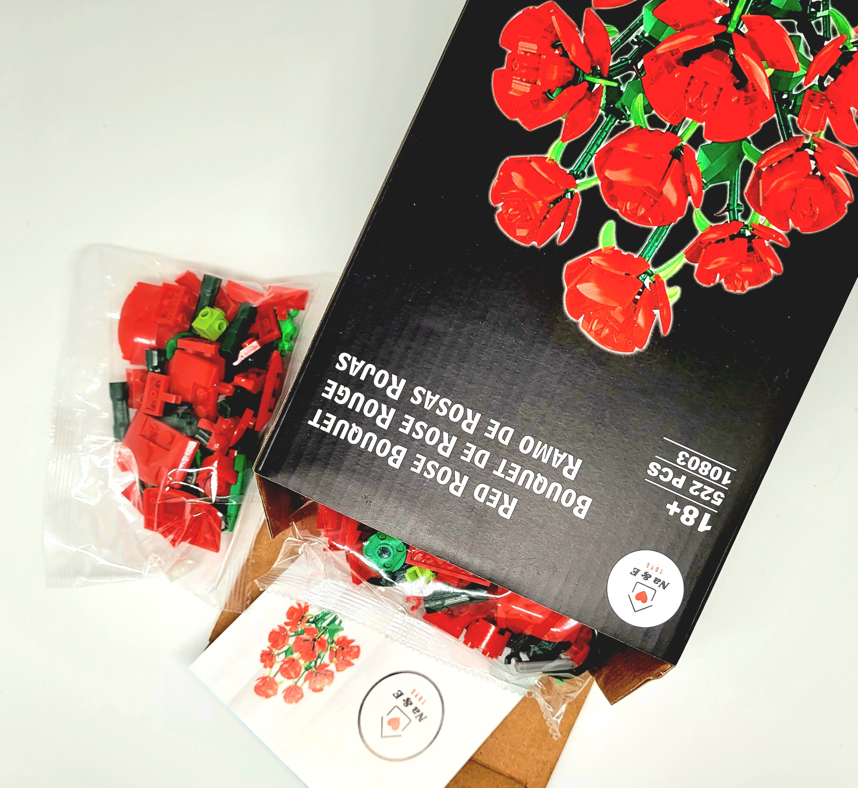 9 Red Rose Boutique Building Blocks 522 Pieces Everlasting Rose Bouquet ...