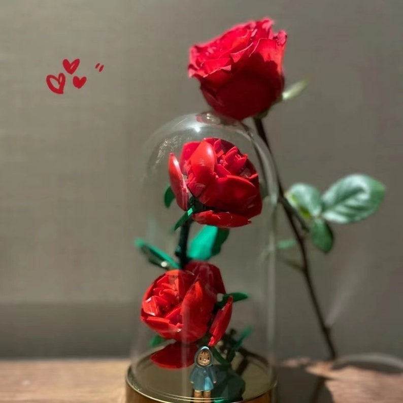 9 Red Rose Boutique Building Blocks 522 Pieces Everlasting Rose Bouquet ...