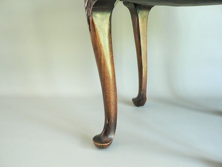 Curved Leg Foot Stool Needlepoint Upholstery Brass Tacks | Etsy