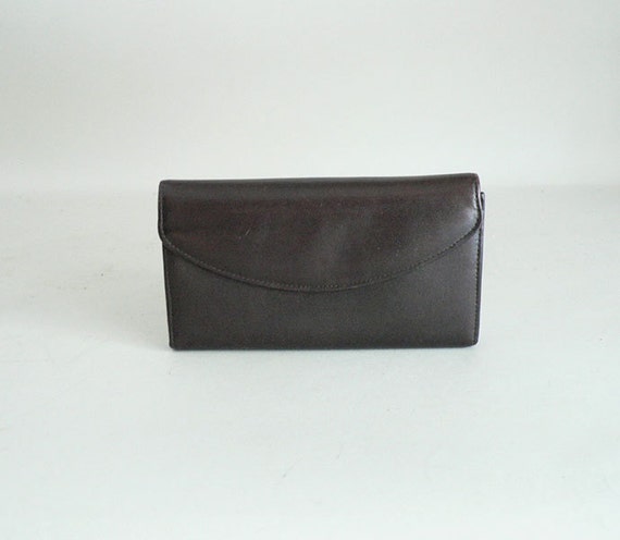 Womens Brown Leather Checkbook Tri-Fold Wallet | Etsy