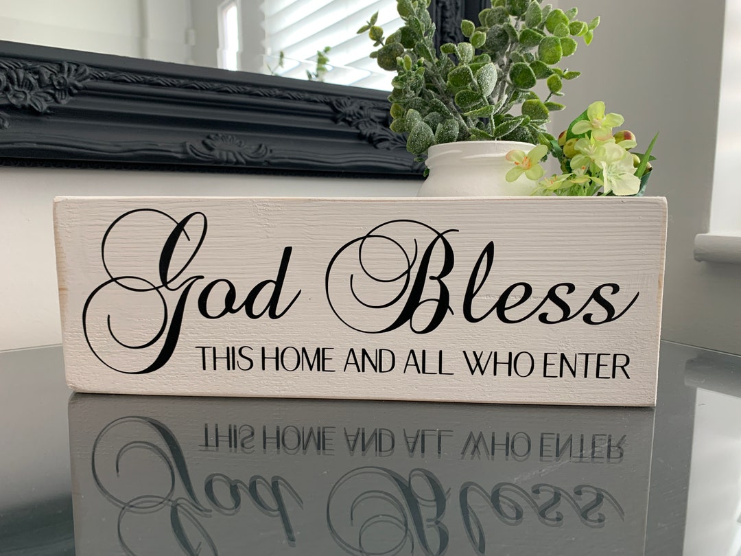 God Bless This Home Wooden Sign Rustic Entryway Shelf Sitter ...