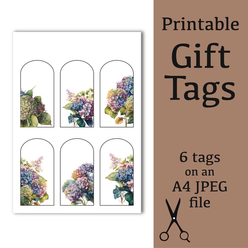 Printable Hydrangea Gift Tags: Digital Download for Customizable Floral ...