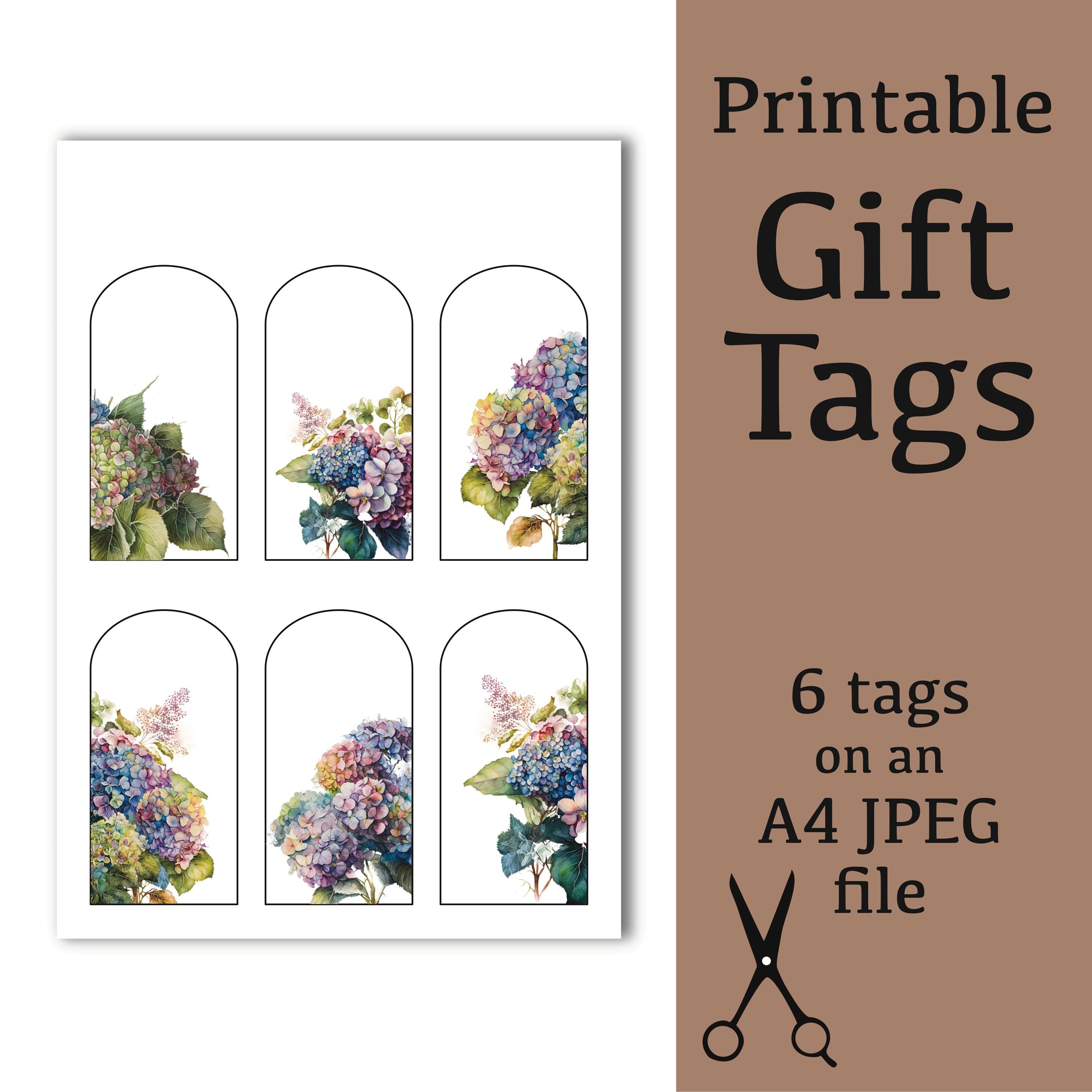 Printable Hydrangea Gift Tags: Digital Download for Customizable Floral ...