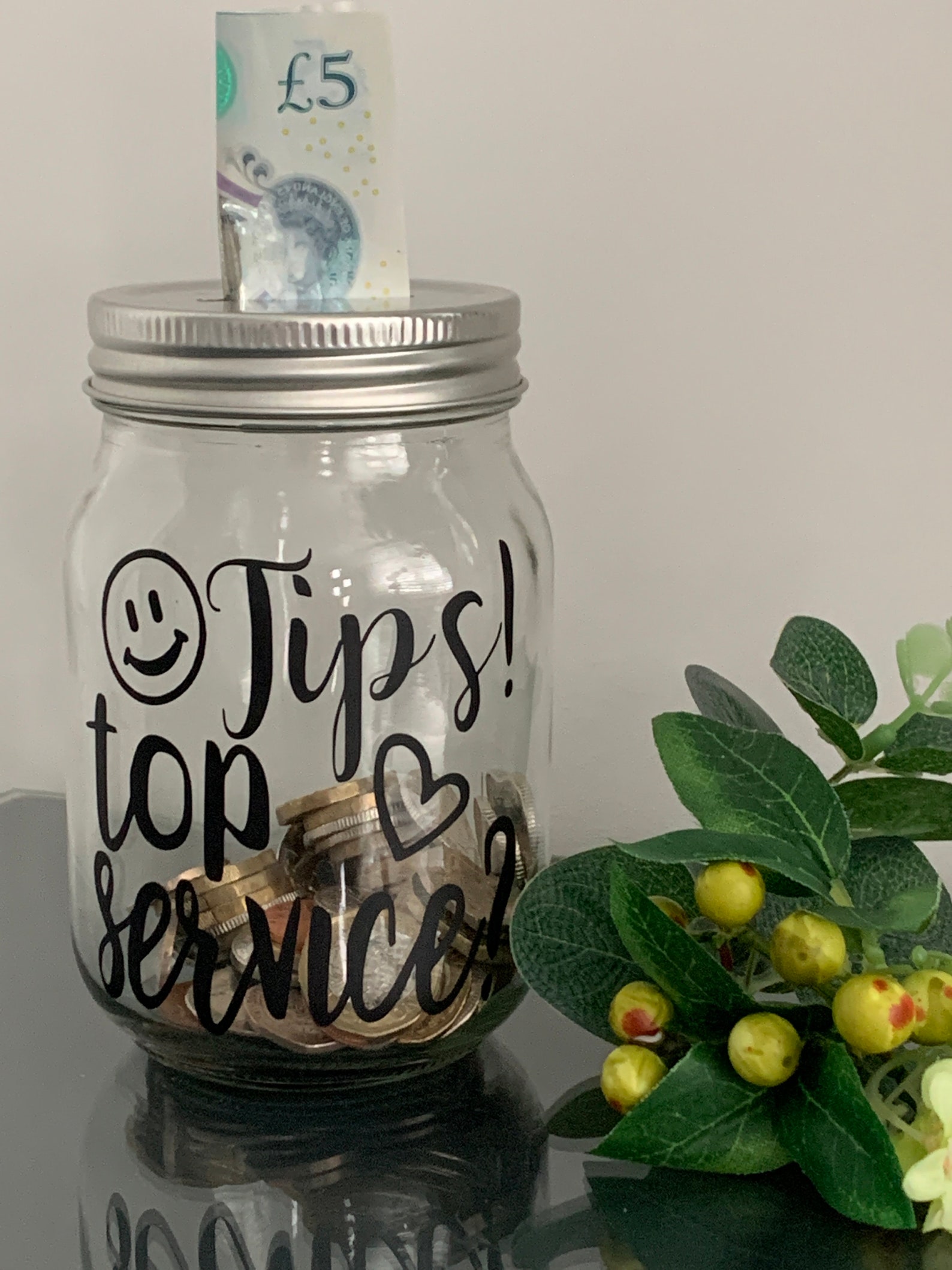 Tip Jar, Restaurant Tips, Barber Tips, Tips Container, Glass Tip Jar ...