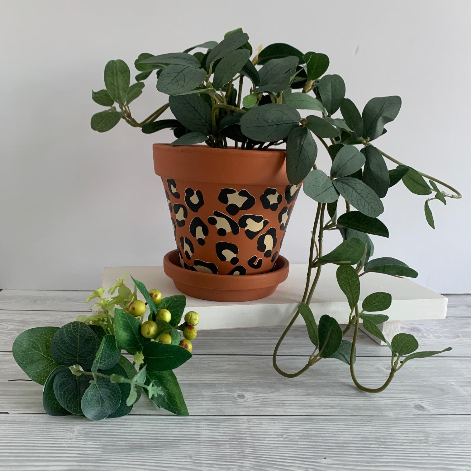 Leopard Print Terracotta Plant Pot: Stylish Home Decor (13 Cm) - Etsy UK