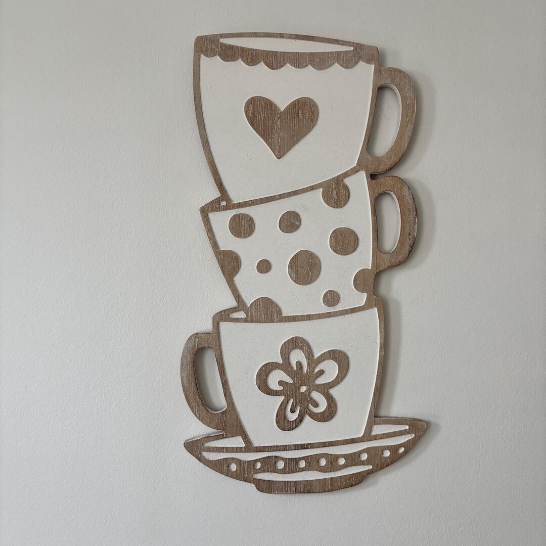 Wooden Coffee Tea Cup Sign, Kitchen Wall Art, Wall Hanging Deco ...