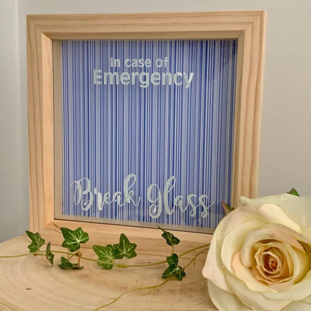 Emergency Break Glass Novelty Photo Frame - Unique Wooden Box Gift for ...