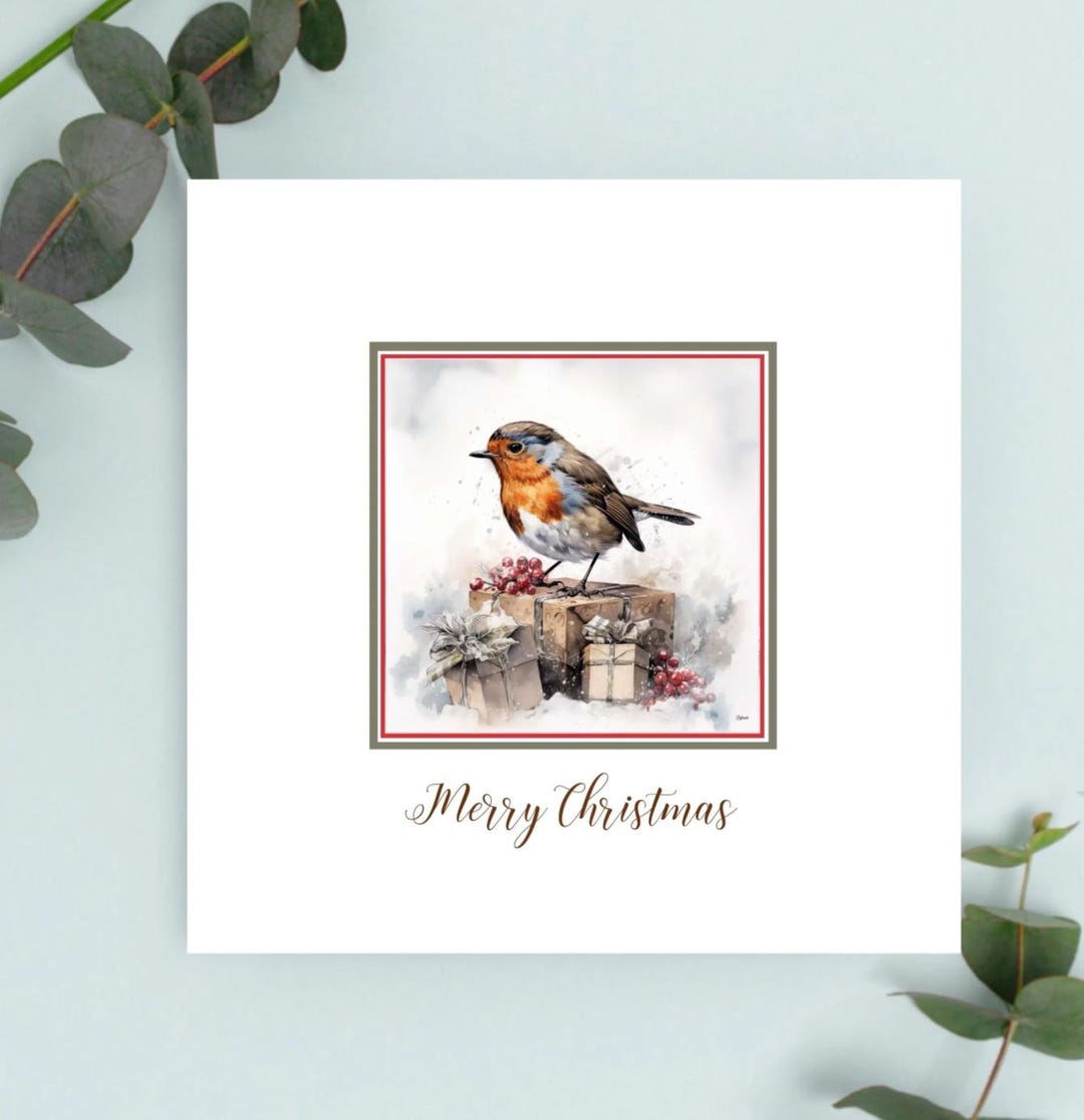 Robin Christmas Card, Merry Christmas, Loved Ones Robin Card, Greeting ...