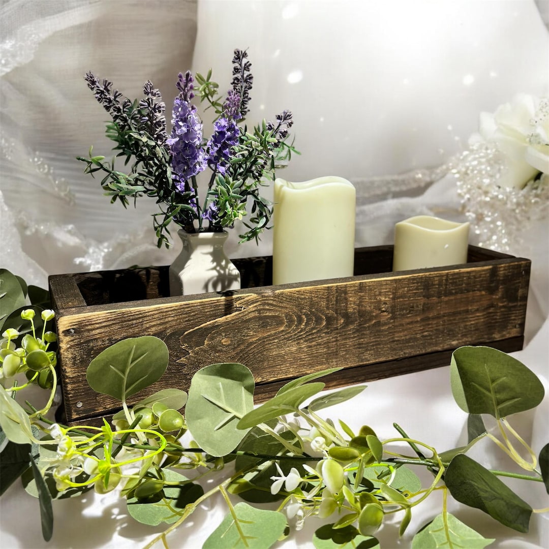 Rustic Wooden Table Box: Condiment Organizer, Candle Holder, Christmas ...