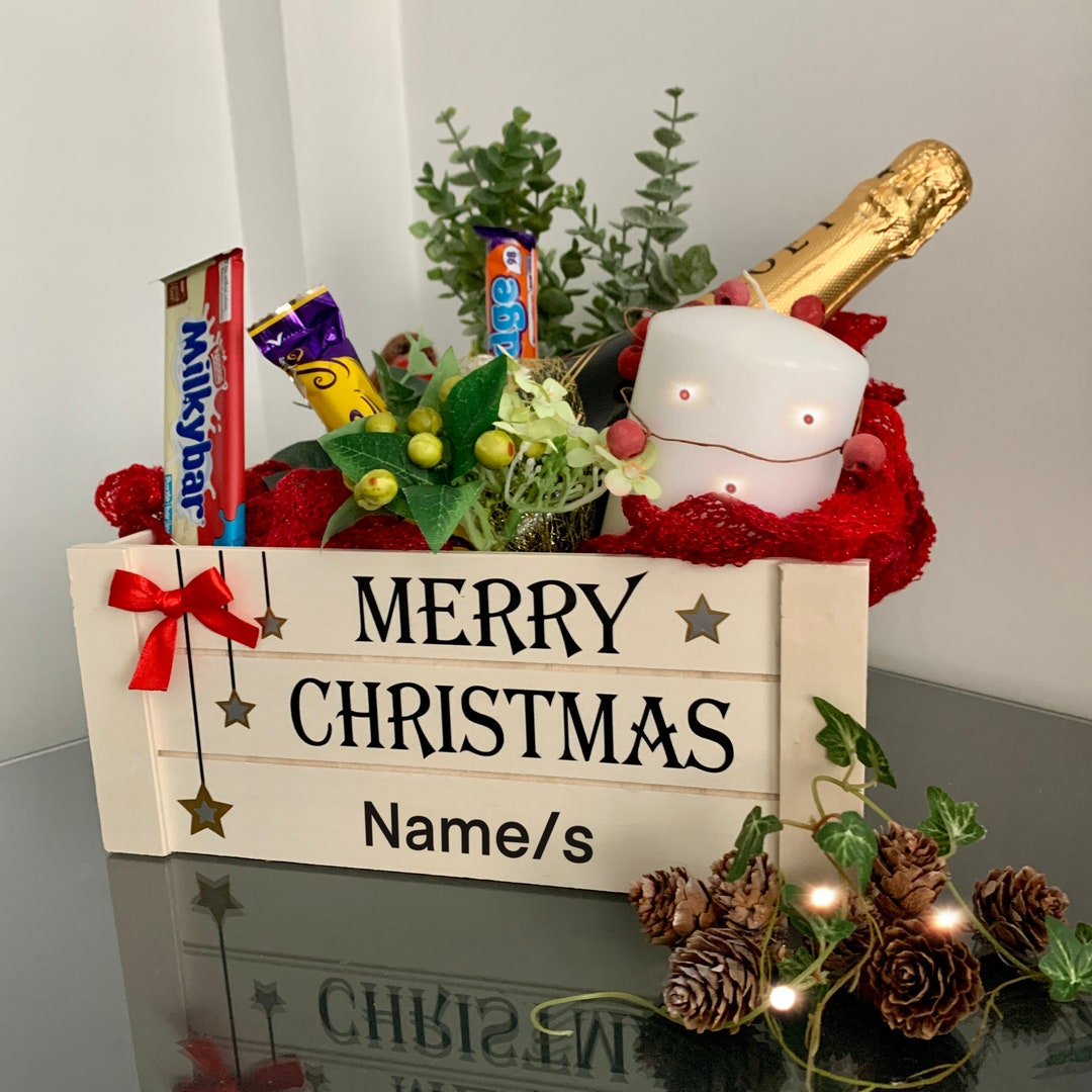 Wooden Box/crate, Merry Christmas Hamper, Christmas Hamper, Wooden ...