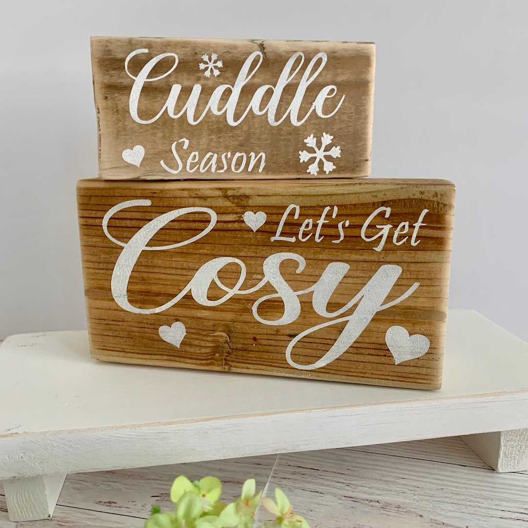 Let's Get Cosy, Cuddle Season, Wooden Blocks, Home Decor, Christmas ...