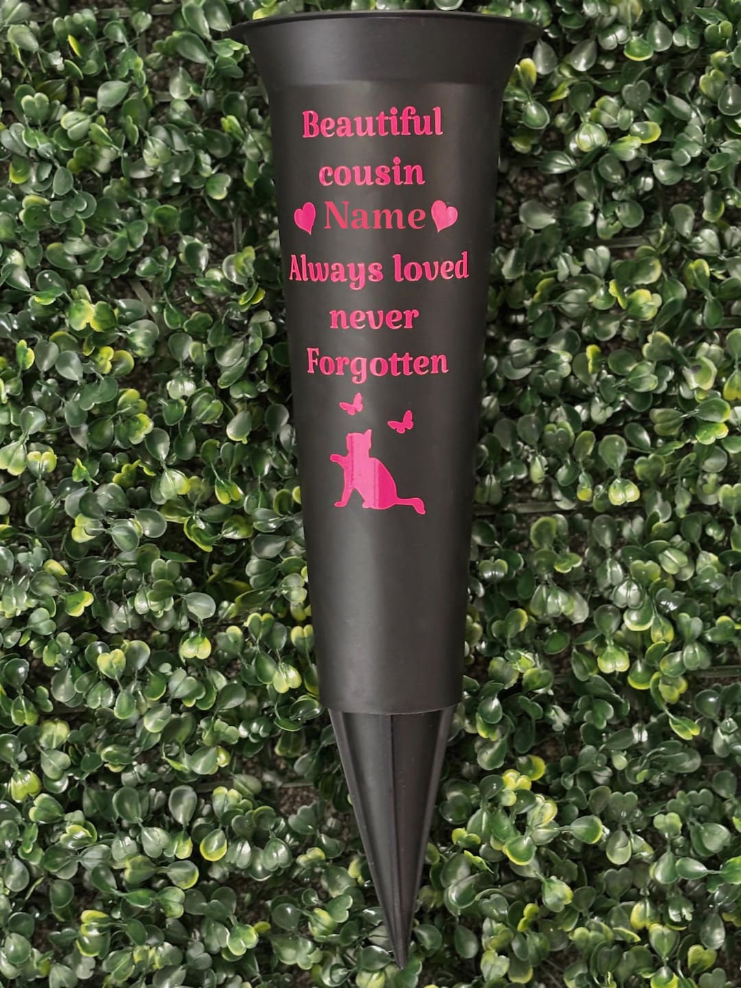 Memorial Spike Vase for Graveside Remembrance - Black Flower Holder ...