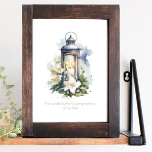 Digital Download, This Candle Burns in Memory of My Dad. Memorial Quote ...