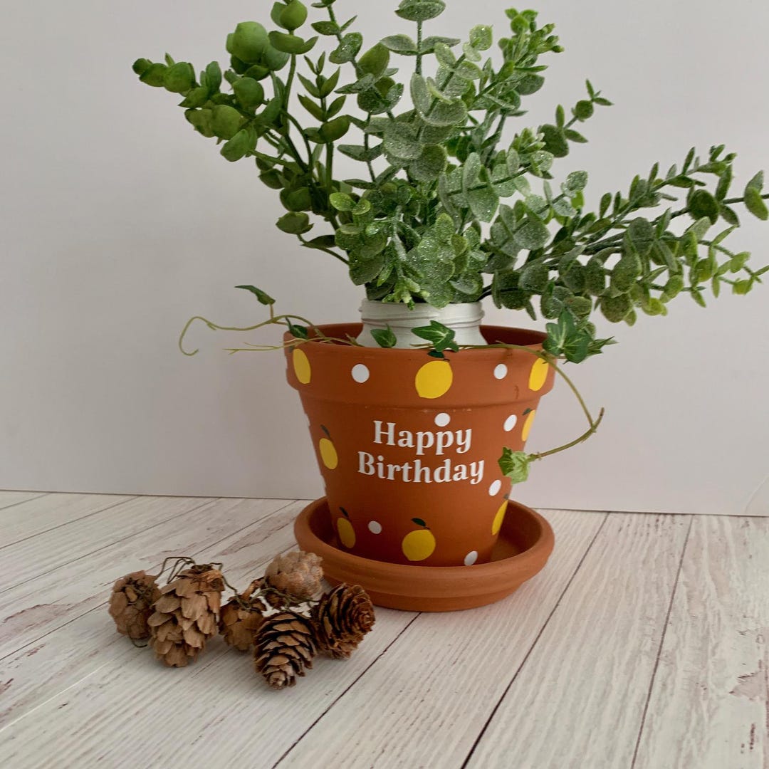 Plant Pot, Happy Birthday Name, Nanny Gift, Terracotta Pot With Saucer ...