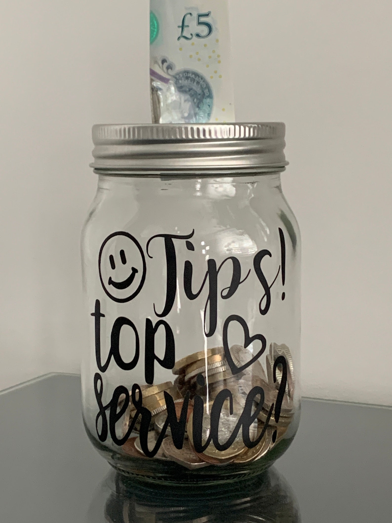 Tip Jar, Restaurant Tips, Barber Tips, Tips Container, Glass Tip Jar ...
