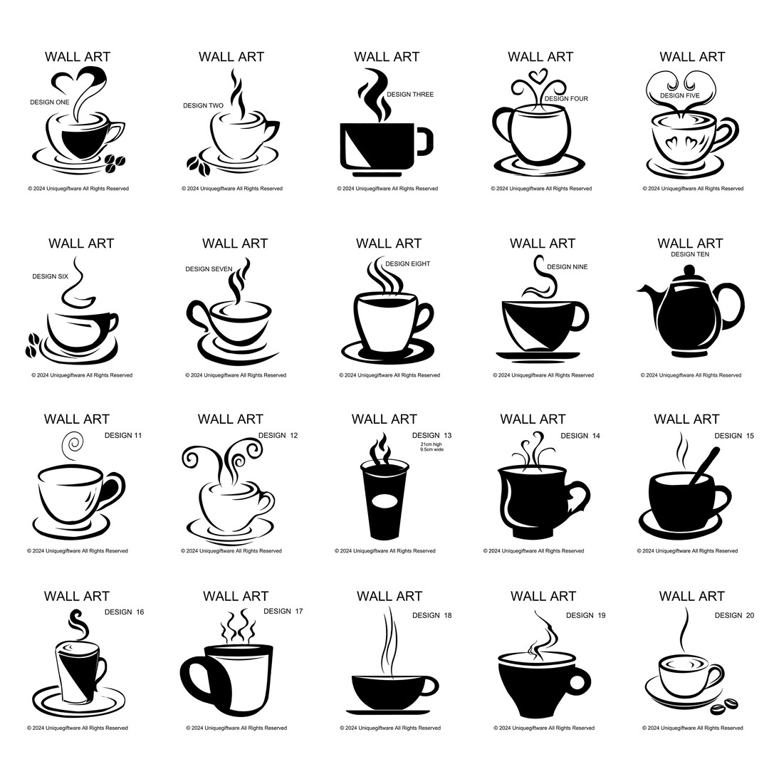 Wall Stickers, Coffee Cup Stickers, Tea Cup Stickers, Cafe Stickers ...