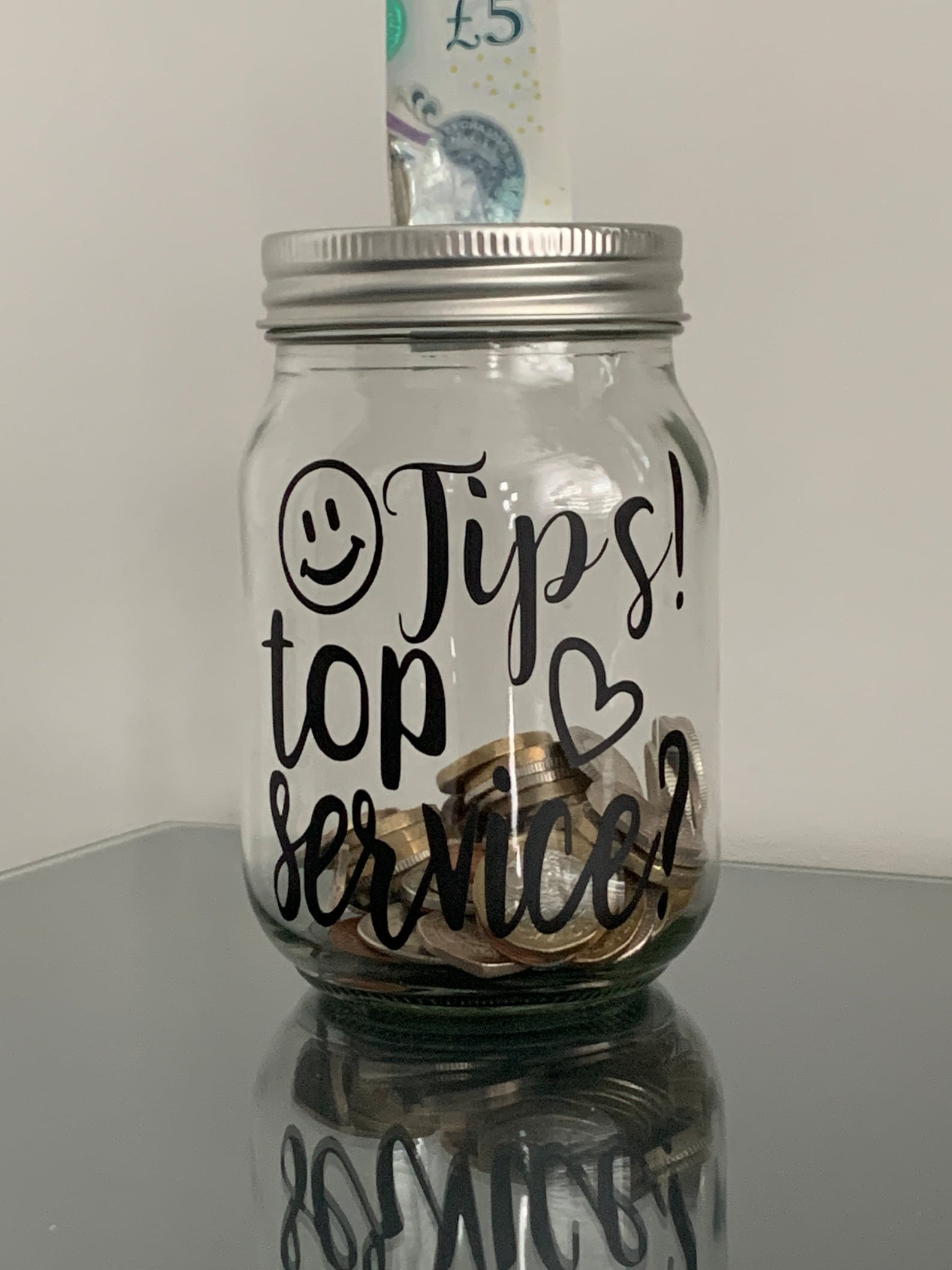 Tip Jar, Restaurant Tips, Barber Tips, Tips Container, Glass Tip Jar ...