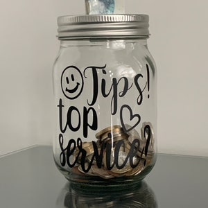 Tip Jar, Restaurant Tips, Barber Tips, Tips Container, Glass Tip Jar ...