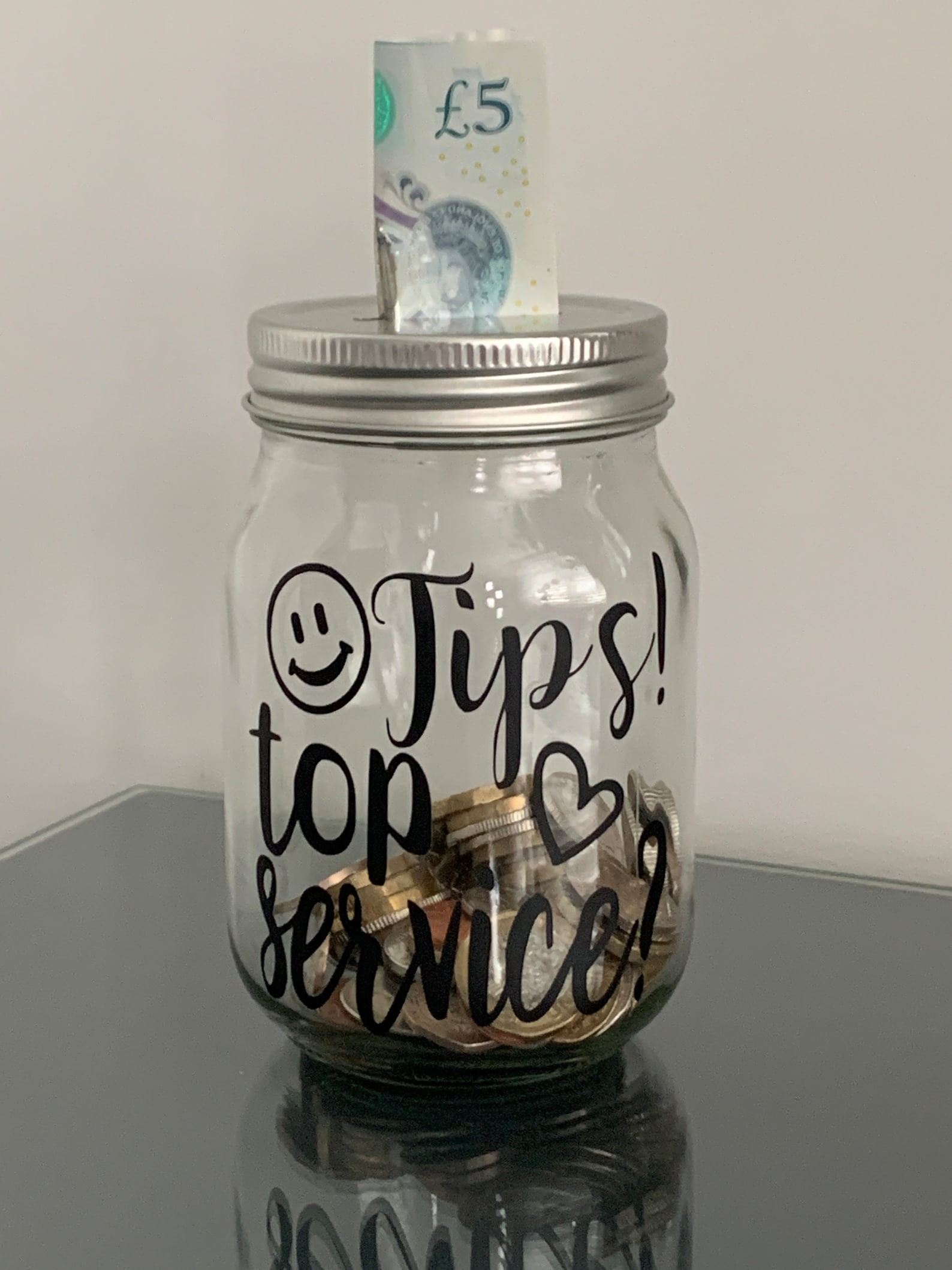 Tip Jar, Restaurant Tips, Barber Tips, Tips Container, Glass Tip Jar ...