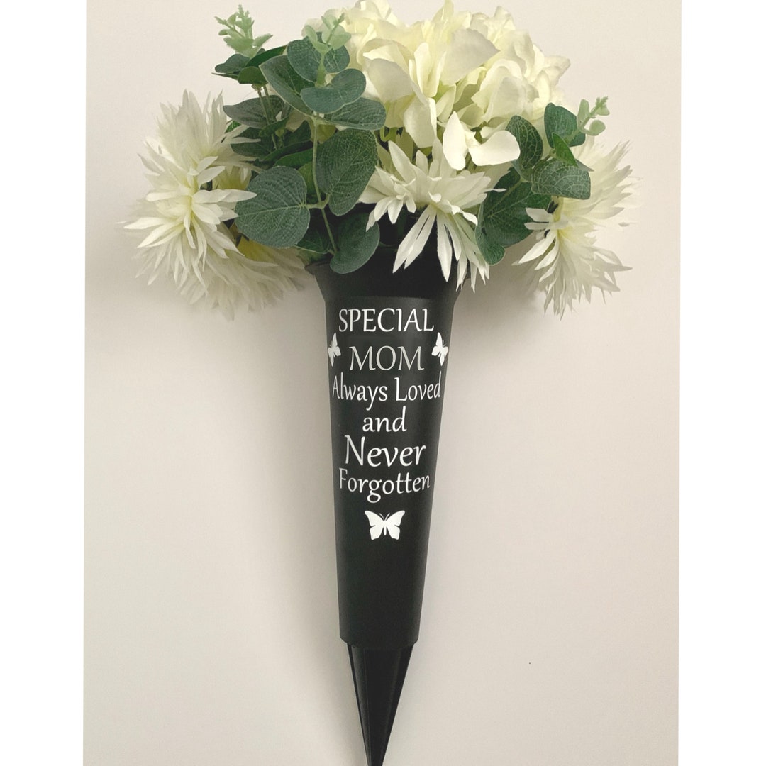 Personalized Memorial Vase: Black Cemetery Flower Holder - Etsy UK