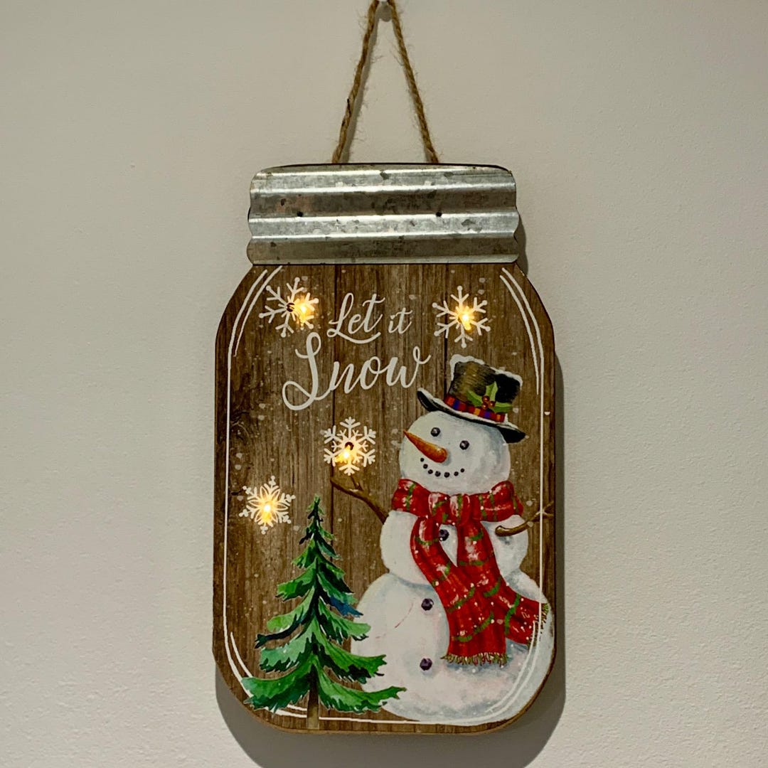 Snowman Sign, Light up Wall Hanging, Christmas Decoration, Let It Snow ...