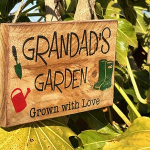Grandad's Garden Sign: Hand-painted Outdoor Decor, Birthday Gift, Wall ...