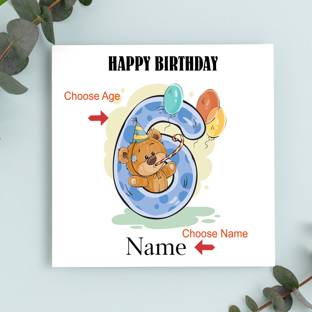 Number Birthday Card, Age Birthday Card, Personalized Card, Happy ...