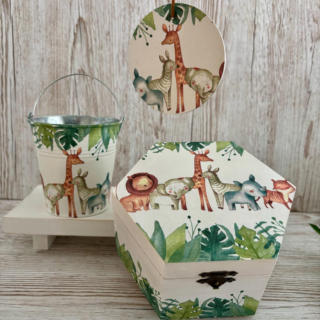 Animal Gift Box, Metal Storage Bucket, Child's Gift Set/keepsake Box ...