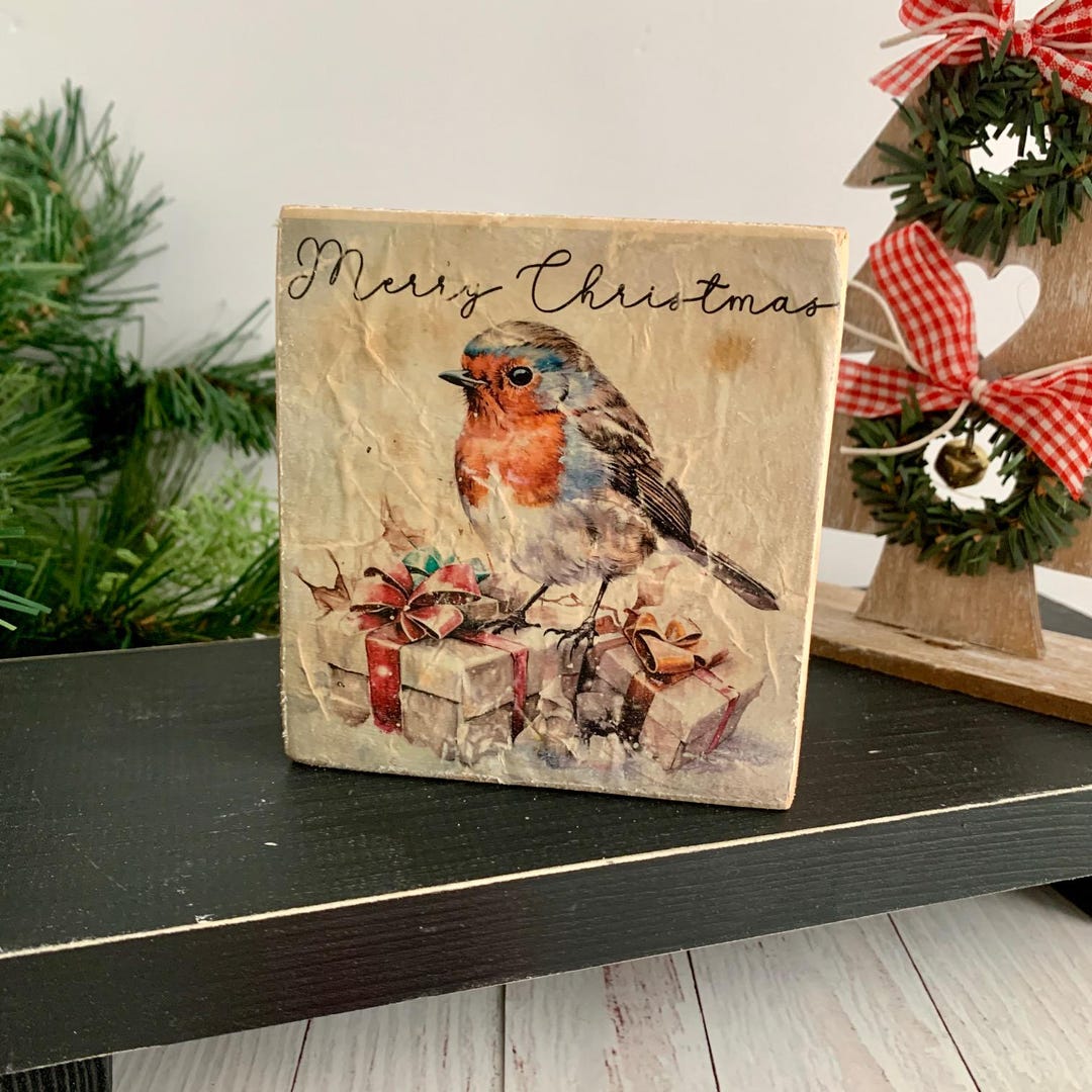 Robin Sign, Vintage Robin Sign, Wooden Sign, Christmas Gift, Home Decor ...