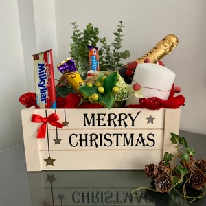 Wooden Box/crate, Merry Christmas Hamper, Christmas Hamper, Wooden ...