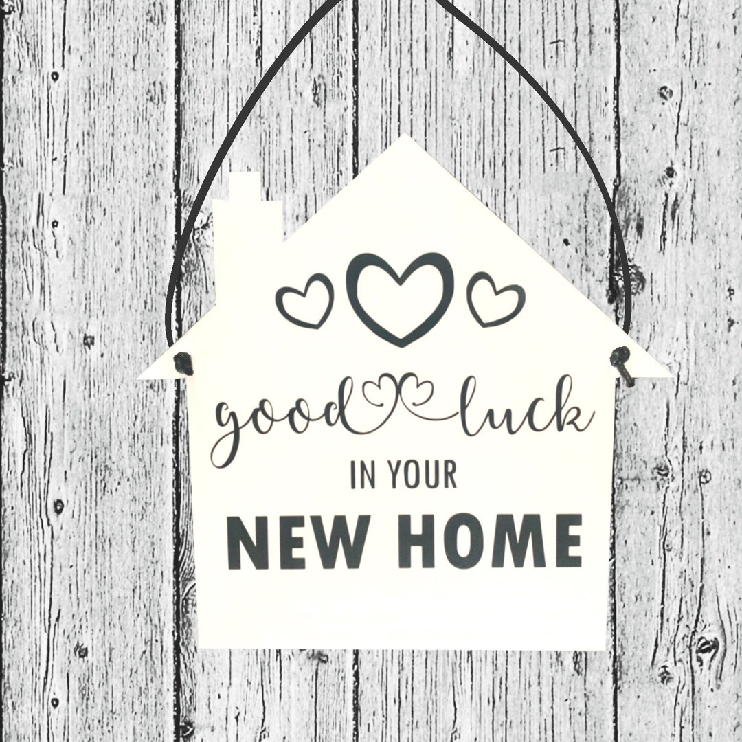 Good Luck Wall Decor Wooden Sign, Housewarming Moving Gift, New Home ...