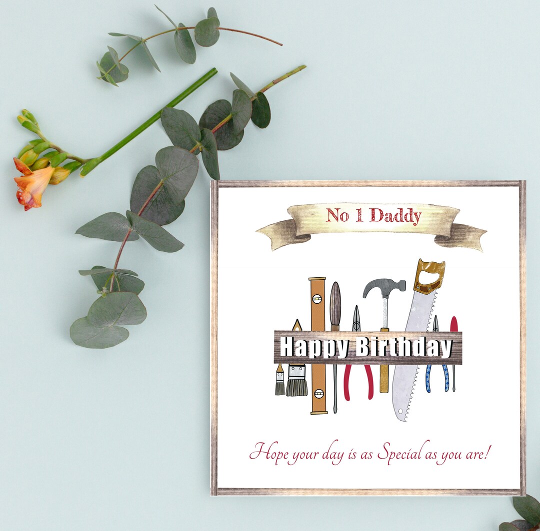 Birthday Card, No 1 Daddy, Happy Birthday Card, Greeting Card, Tools ...