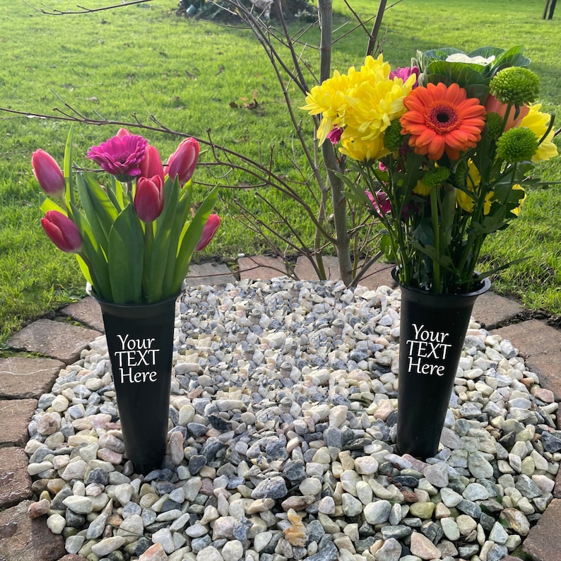 Personalised Grave Spike Vase Memorial Garden Flower Holder Remembrance ...