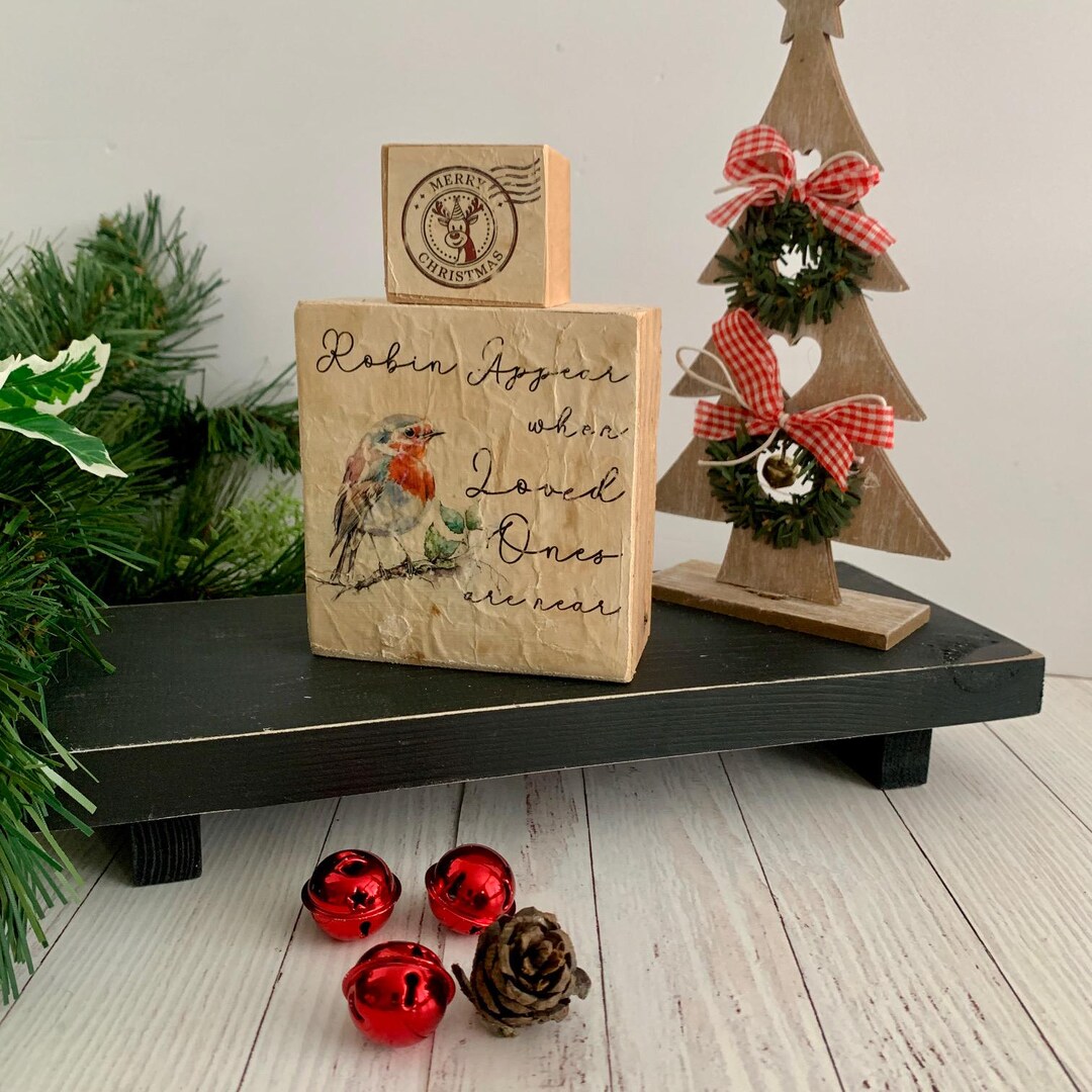 Vintage Robin Wooden Sign: Farmhouse Christmas Decor - Etsy