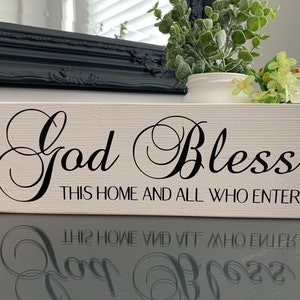 God Bless This Home Wooden Sign Rustic Entryway Shelf Sitter ...