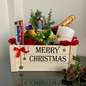 Wooden Box/crate, Merry Christmas Hamper, Christmas Hamper, Wooden ...