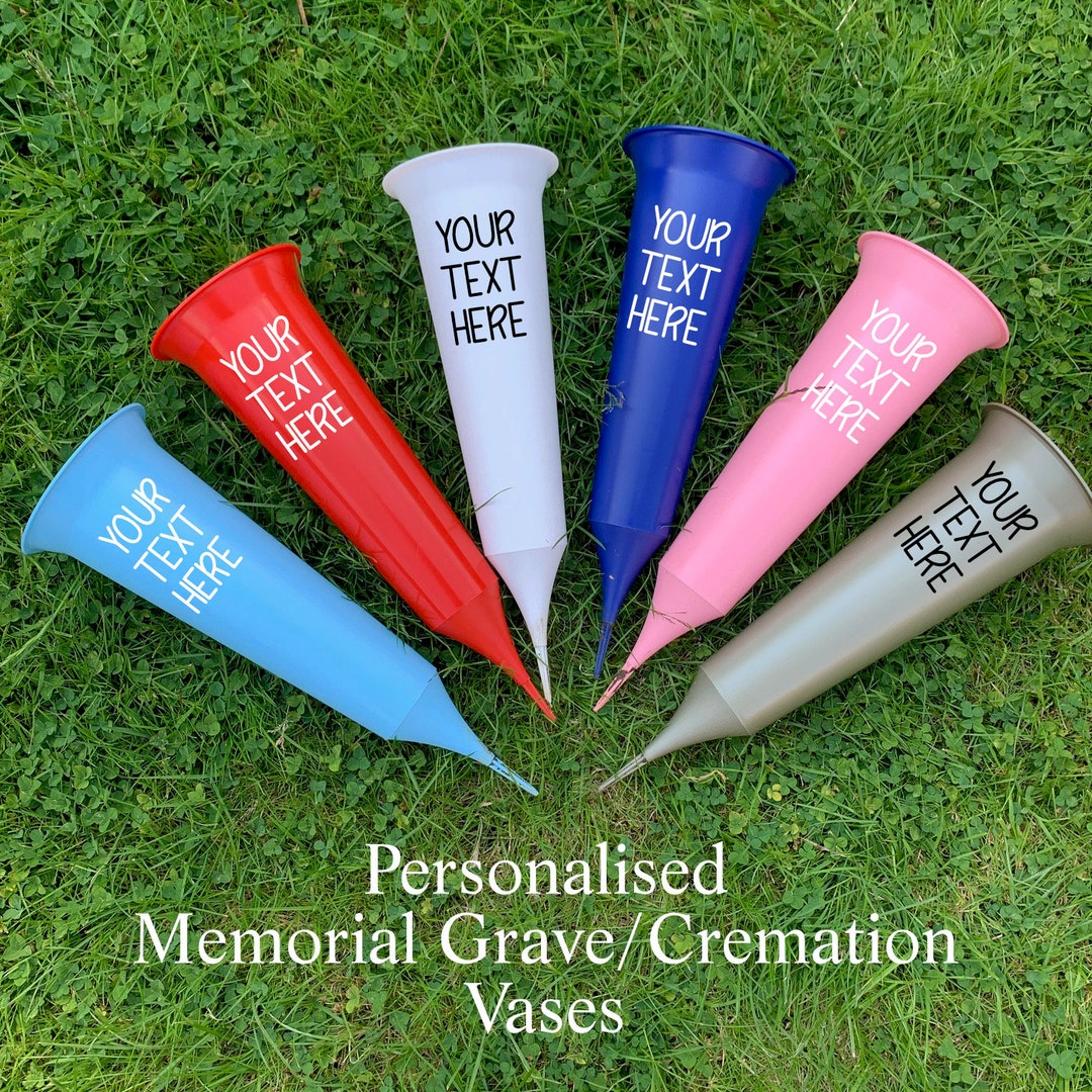 Personalised Memorial Vase Grave Flower Holder Cremation Flower Pot ...