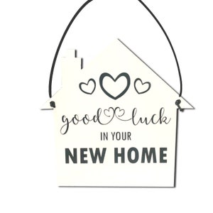 Good Luck Wall Decor Wooden Sign, Housewarming Moving Gift, New Home ...