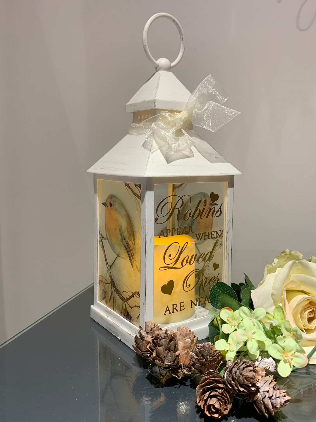 Robin Lantern, Bereavement Gift, Memorial Lantern, Robins Appear When ...