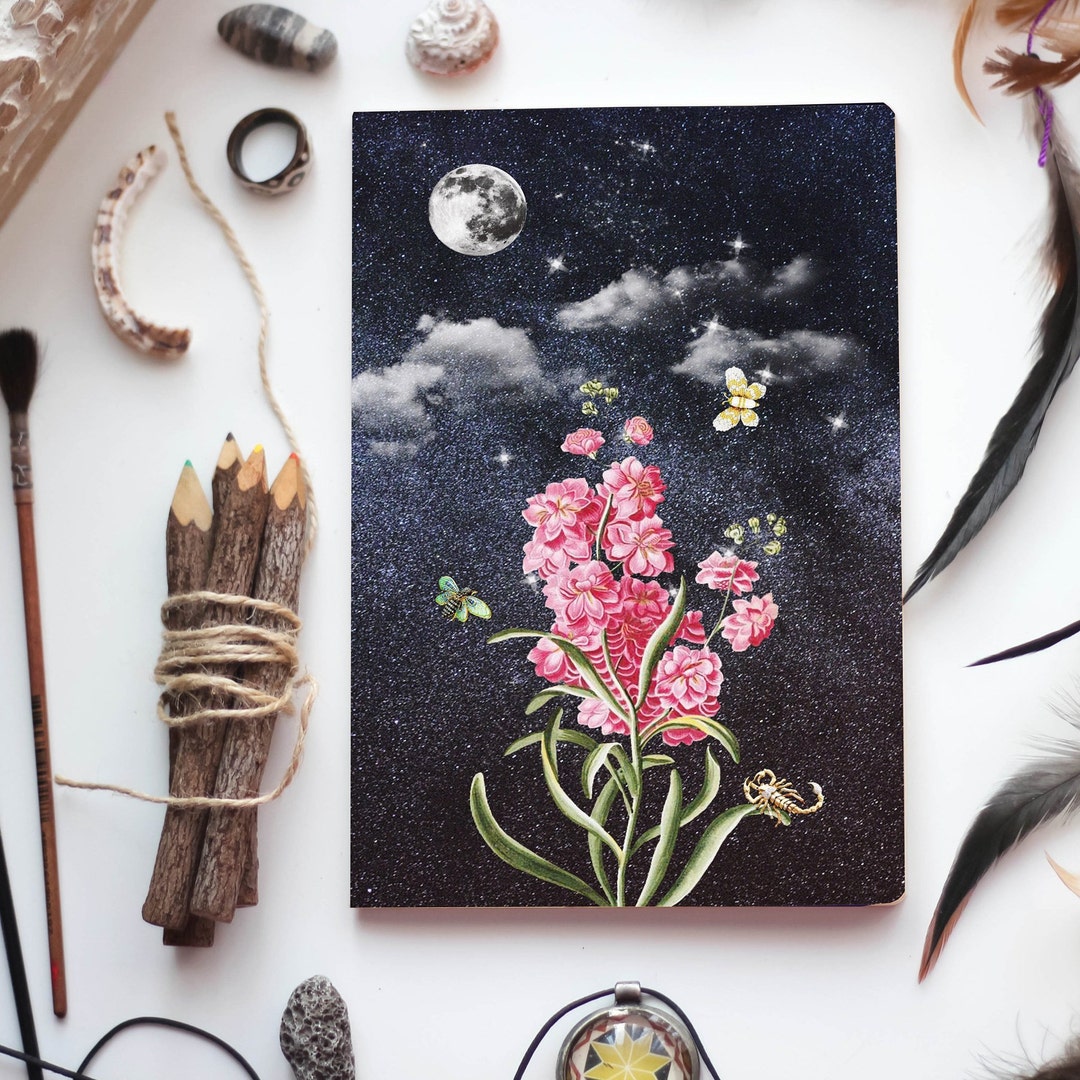 Floral Universe Notebook, Galaxy Flower Journal, Abstract Flower ...