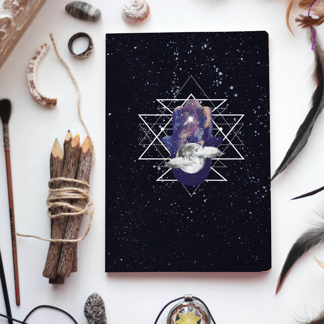 Hamsa Moon Notebook, Mediation Notebook, Moon Phase Gift, Moon Journal ...