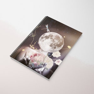 Moon Bloom, Spiral Bound Notebook, Full Moon Art Notebook, Artist ...