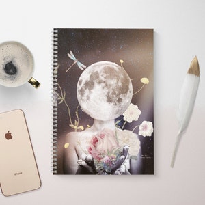 Moon Bloom, Spiral Bound Notebook, Full Moon Art Notebook, Artist ...
